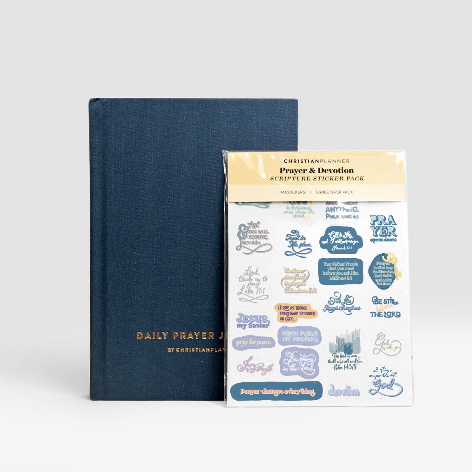 Daily Prayer Journal + Prayer & Devotion Sticker Pack – Christian Planner